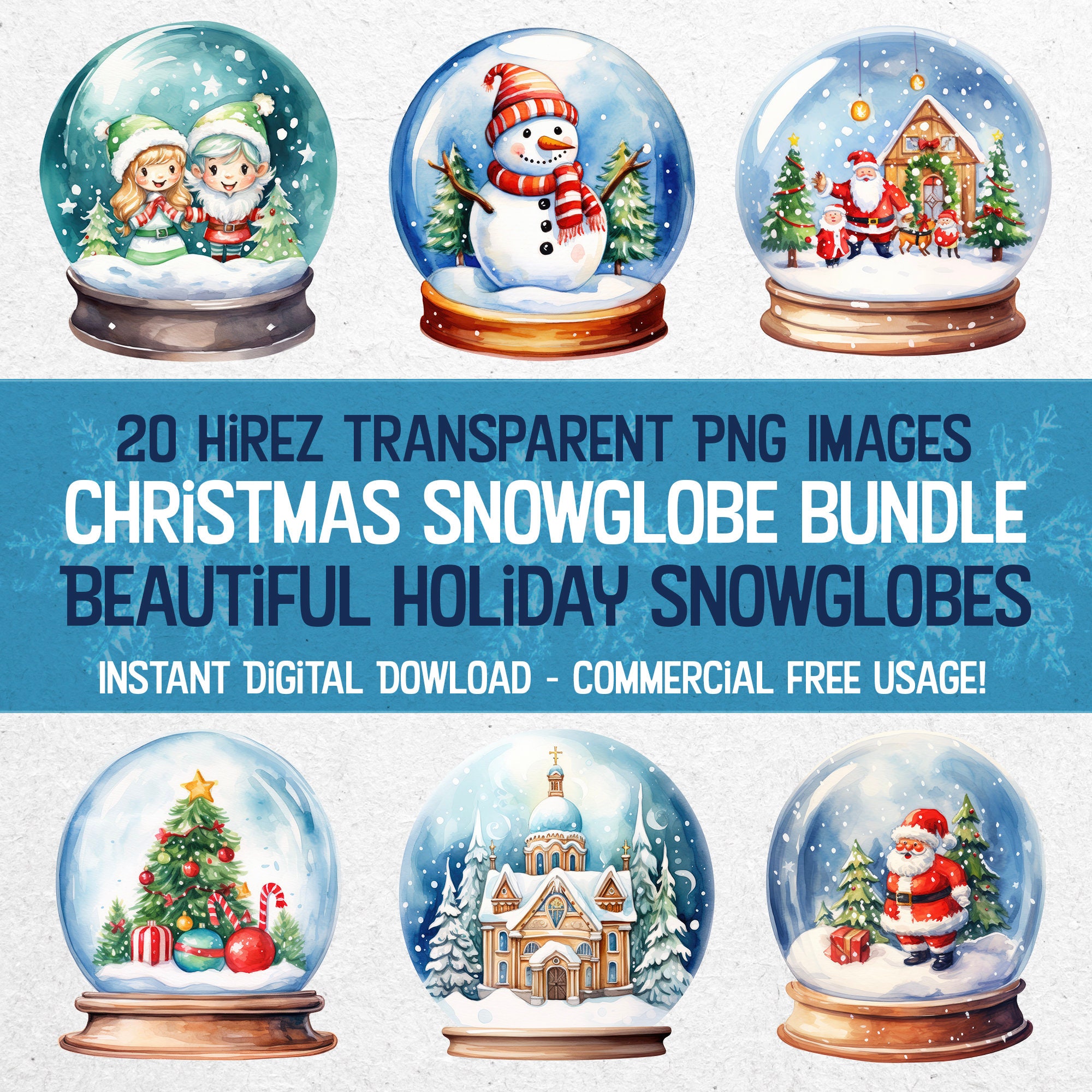 Christmas Snowglobe PNG Clip Art Bundle: 20 Premium, High-quality ...
