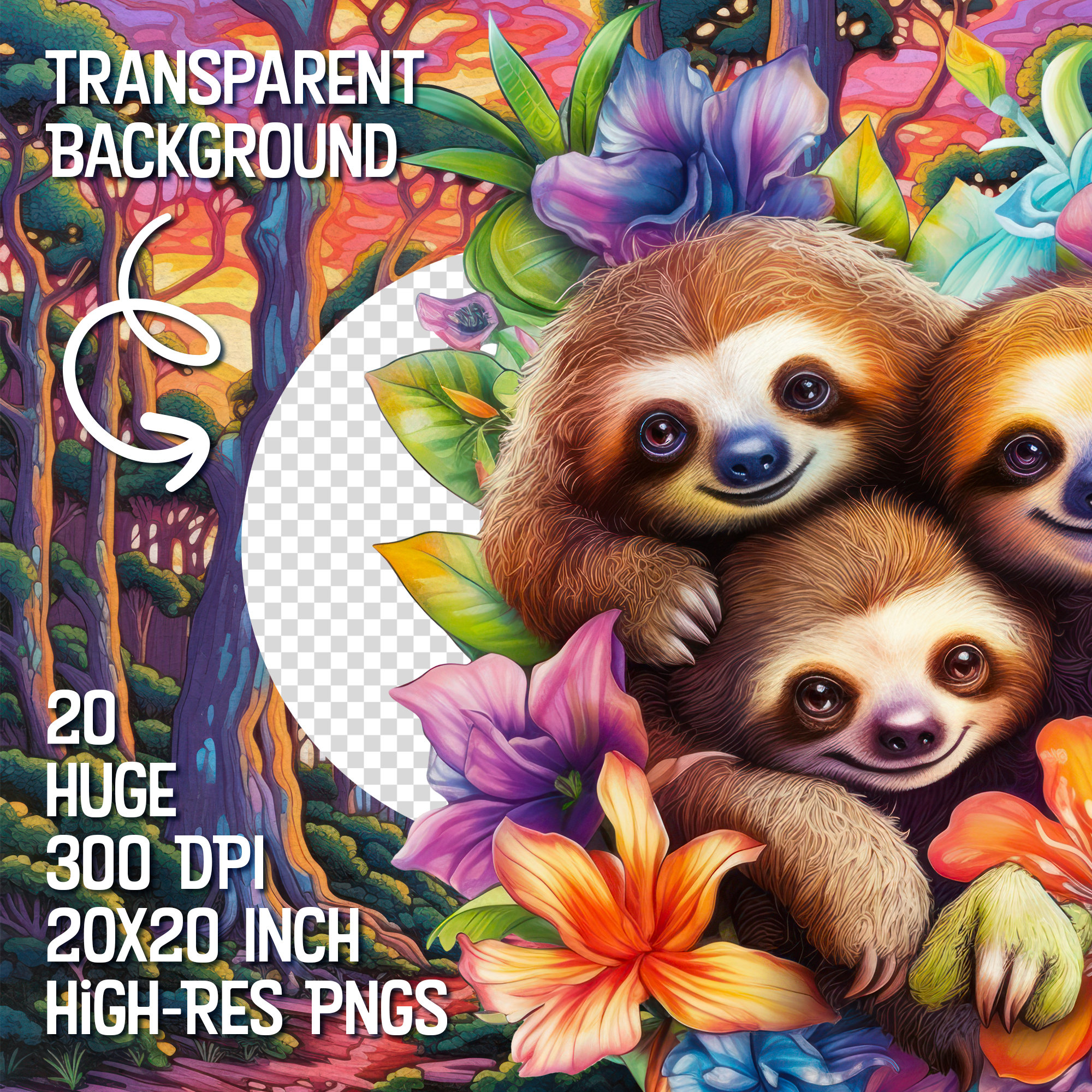 Adorable Sloth PNG Images Bundle 20 Cute Sloth Graphics Pack - Etsy