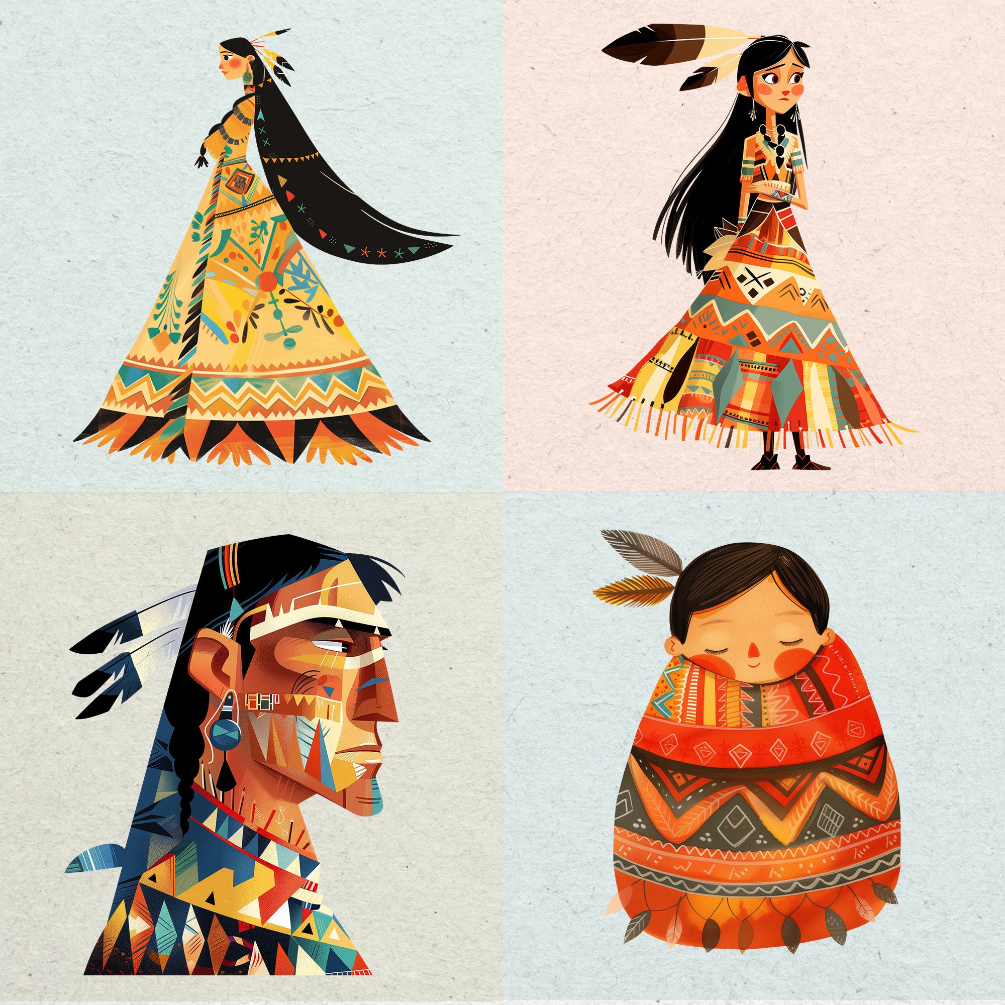 Exclusive Bundle of 20 Cute Native American Clip Art Images | Product ...
