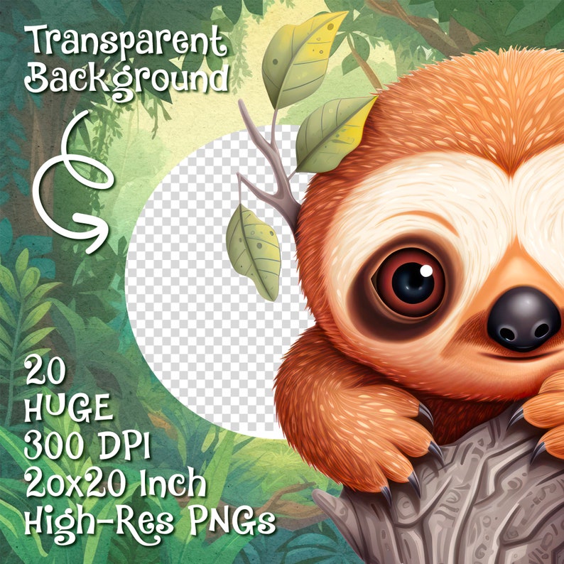 Cute and Adorable Sloth Clipart Bundle 20 High-quality Pngs - Etsy