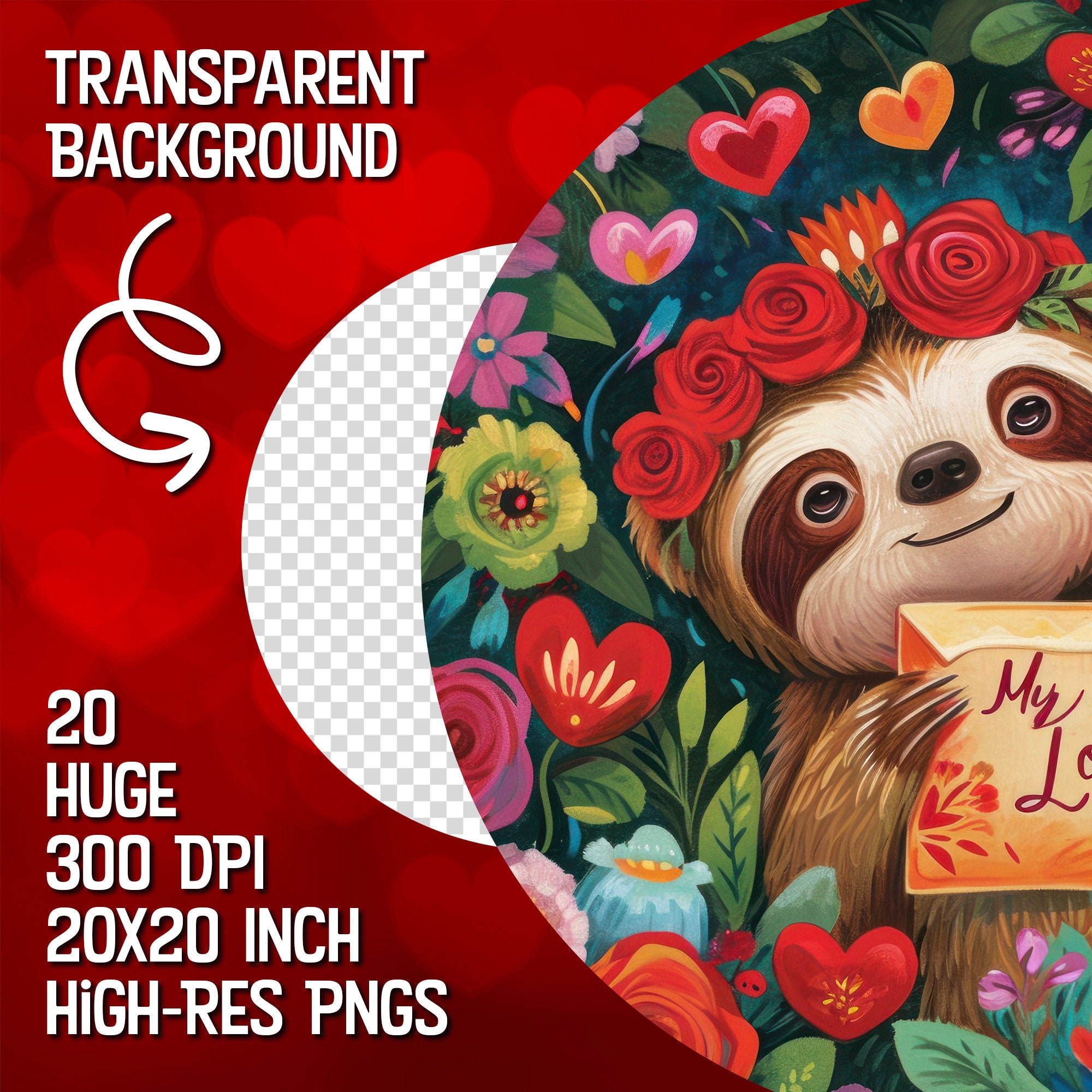 Valentine's Day Sloth Clipart - 20 Cute & Lovable Digital Images for ...
