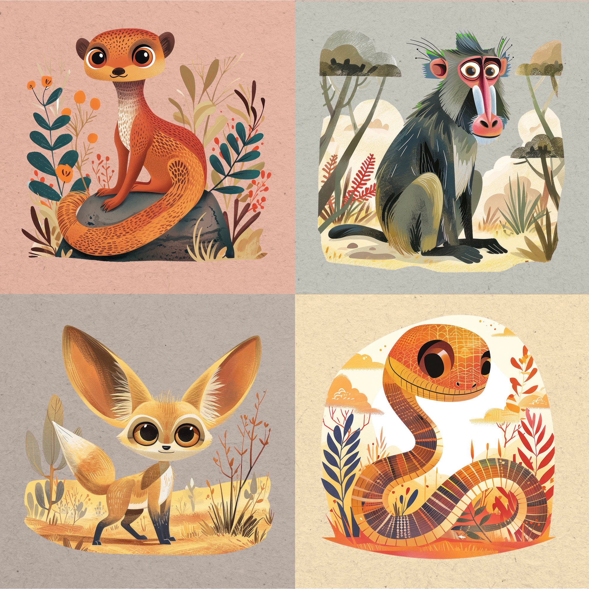 Enchanting African Safari Animals Bundle 20 Cute African Animal PNG ...