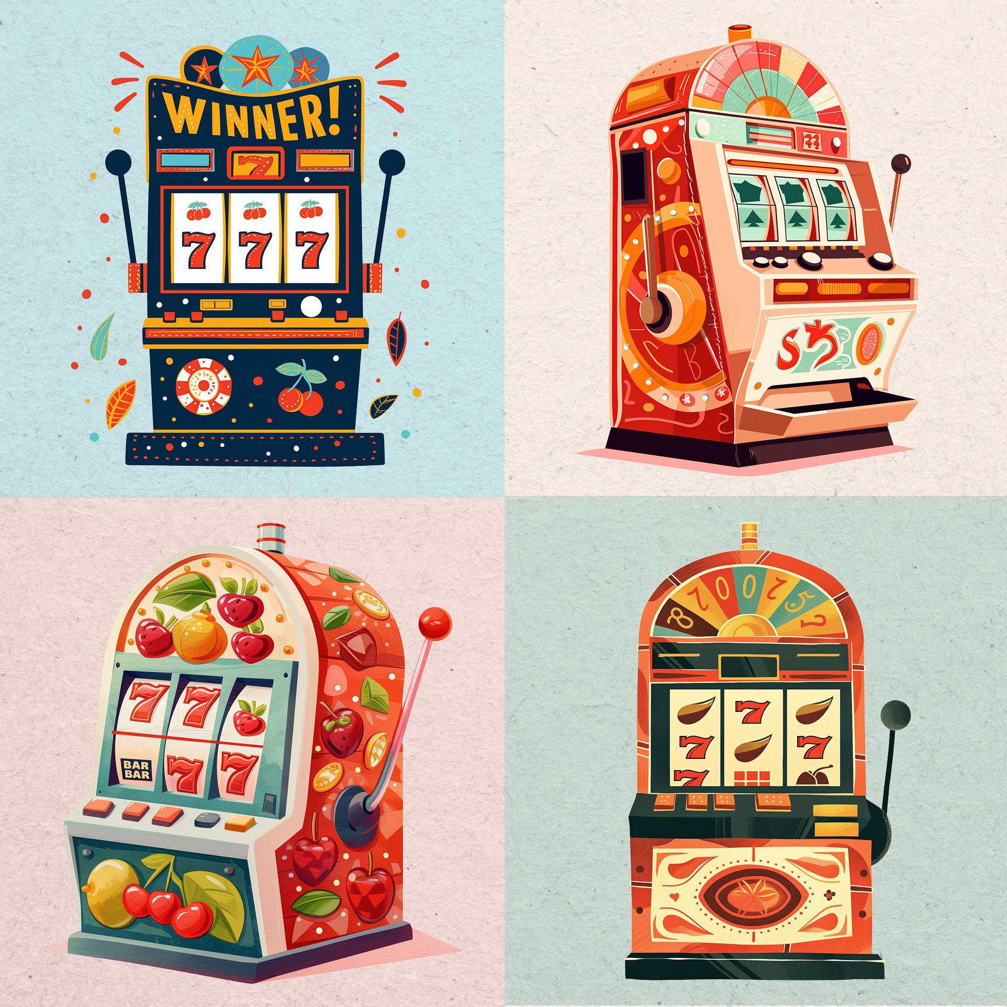 20 Lucky Slot Machine Clip Art Image Bundle - High-quality, Royalty ...