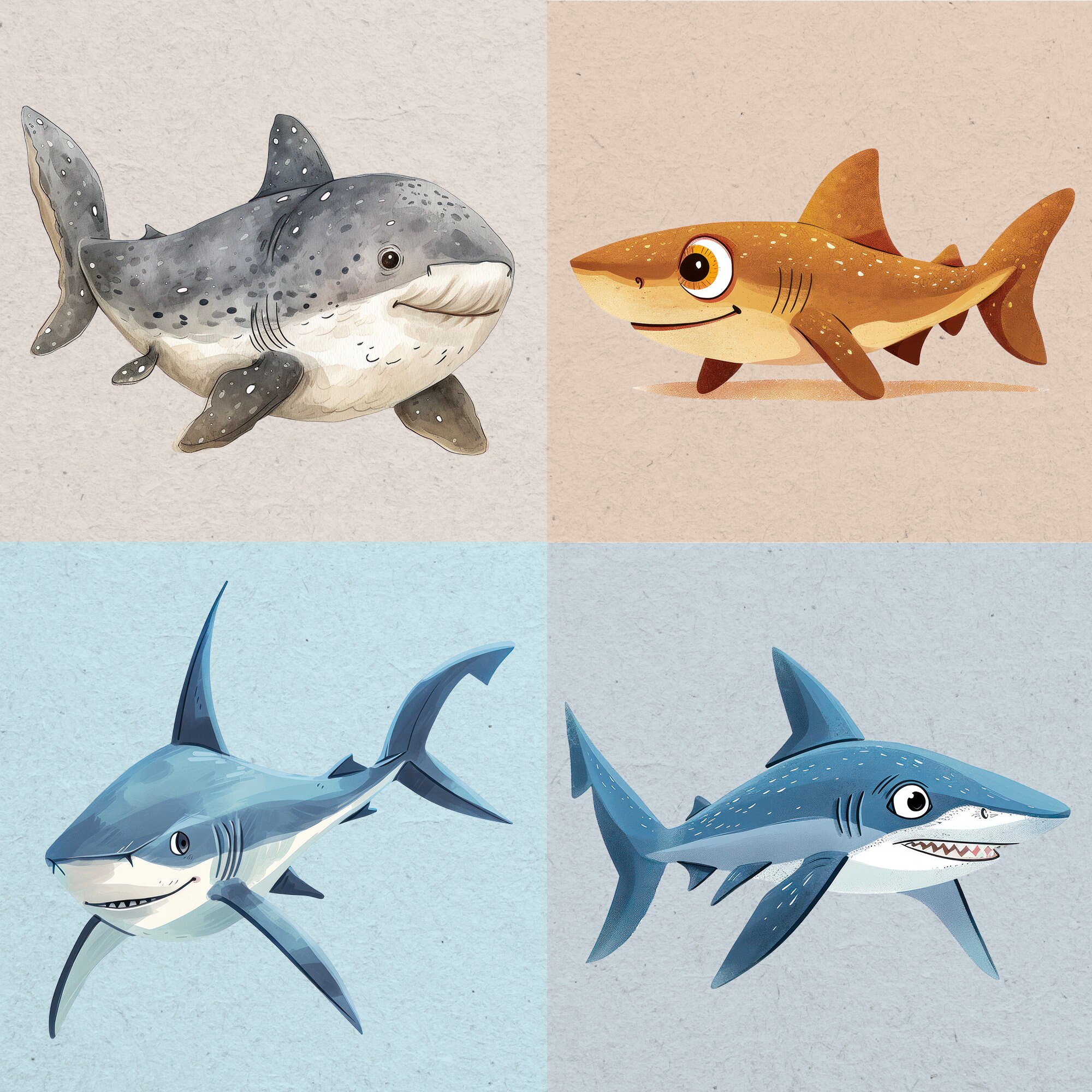 Adorable Shark Illustration Bundle: 20 High-quality PNG Images of ...