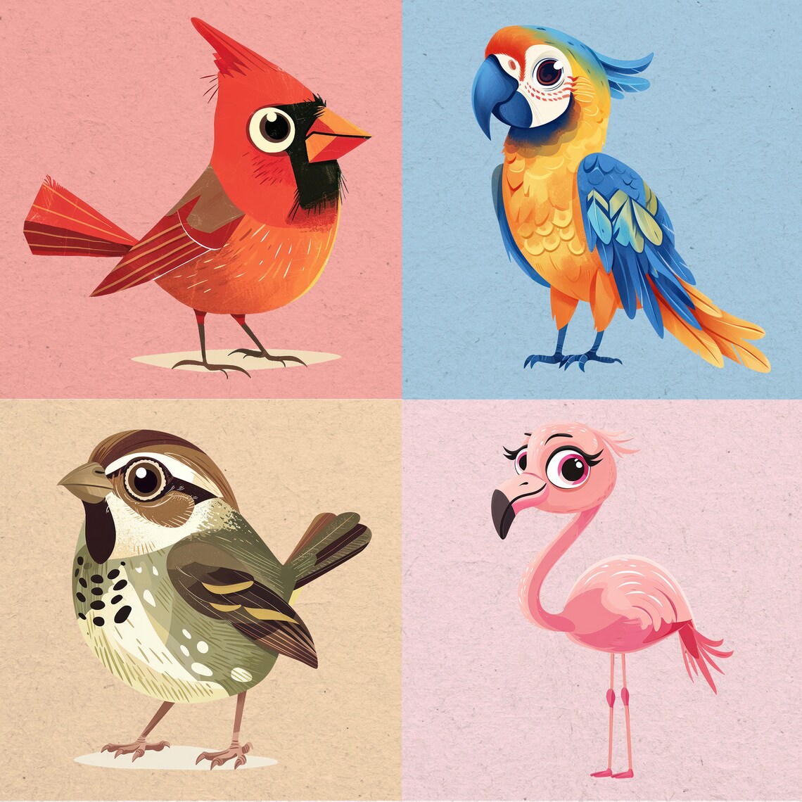 Chirpy Bird Wonders Bundle - 20 Adorable Assorted Bird PNG Clip Art ...