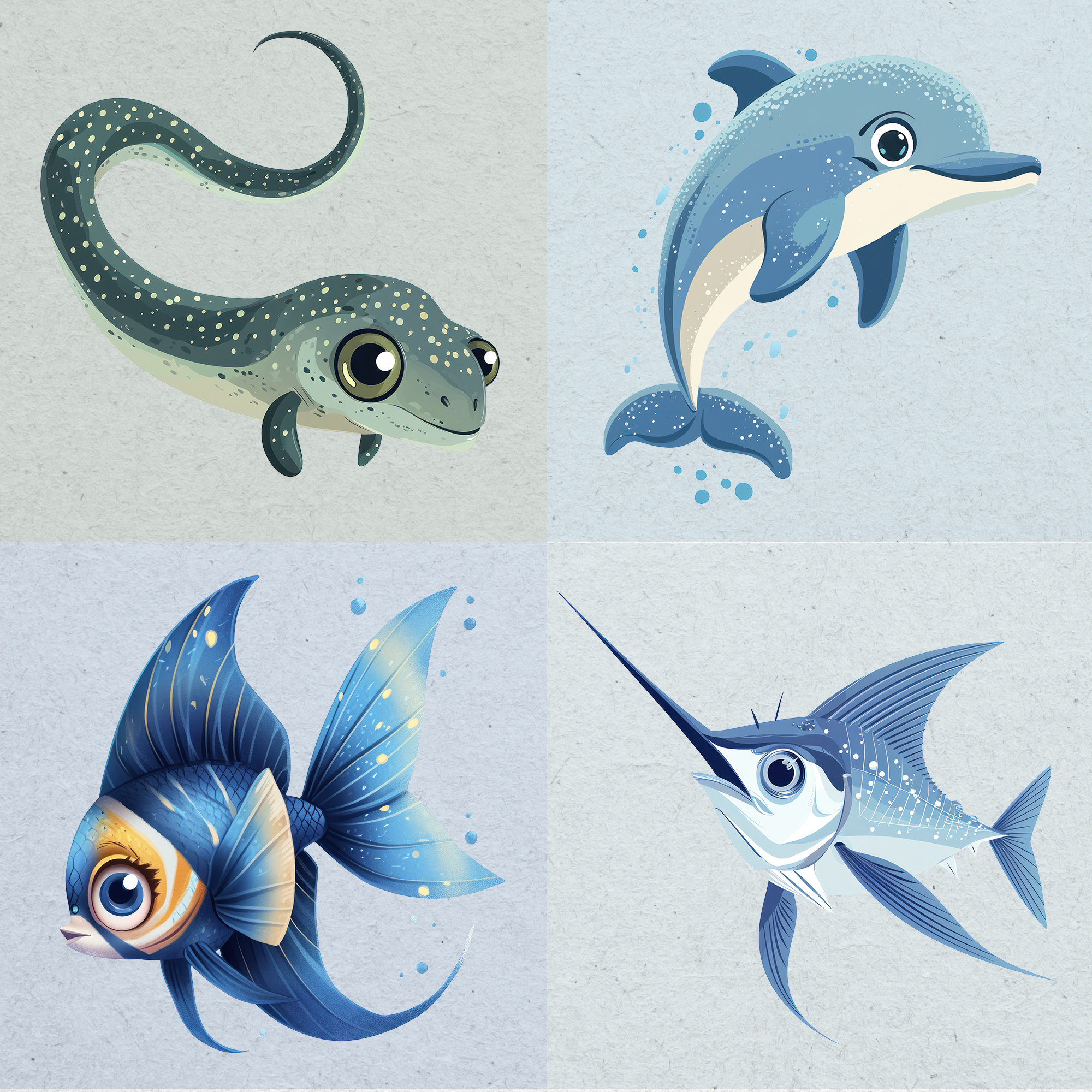 Adorable Ocean Life Bundle - 20 Cute Assorted Sea Creatures PNG Images ...