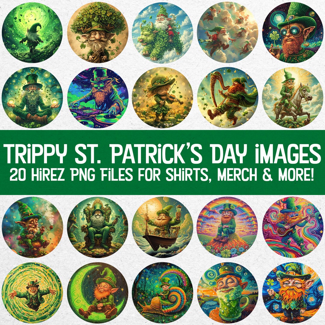 Funky St. Patrick's Day Clipart Bundle: 20 Unique & Trippy PNG Images ...