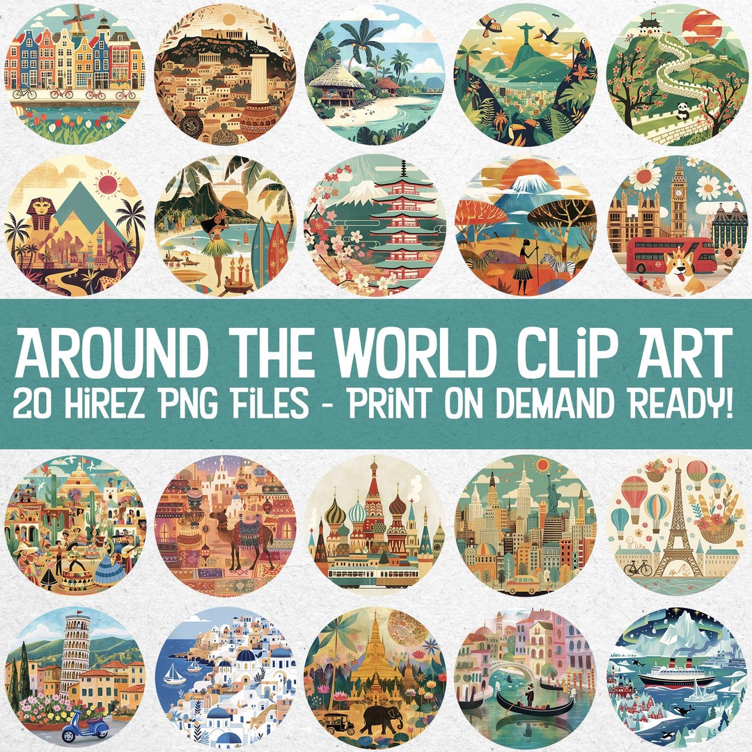 20 High-quality Cute World Travel Scenes PNG Digital Images - Perfect ...