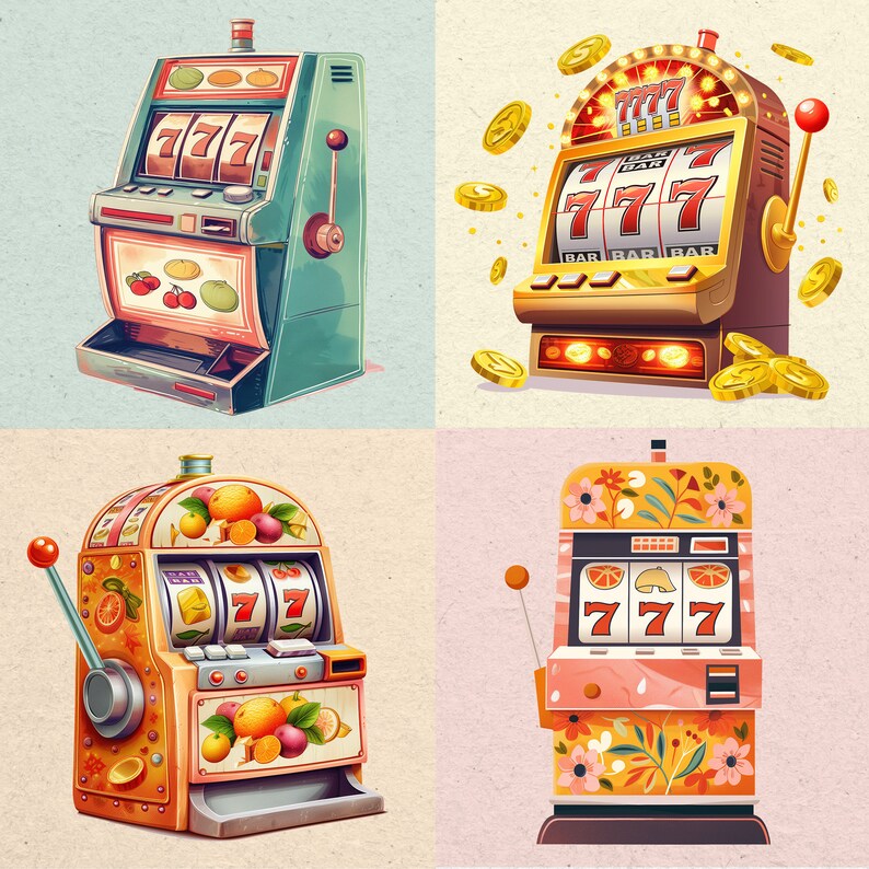 20 Lucky Slot Machine Clip Art Image Bundle - High-quality, Royalty ...