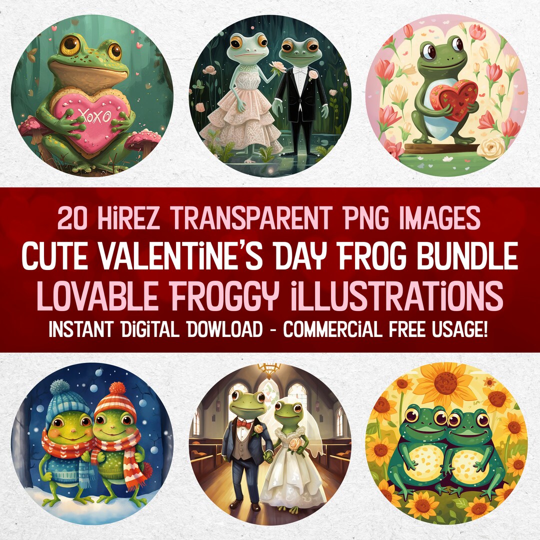 Frog Lovers Valentine Clipart Collection - 20 PNG Images for Festive ...
