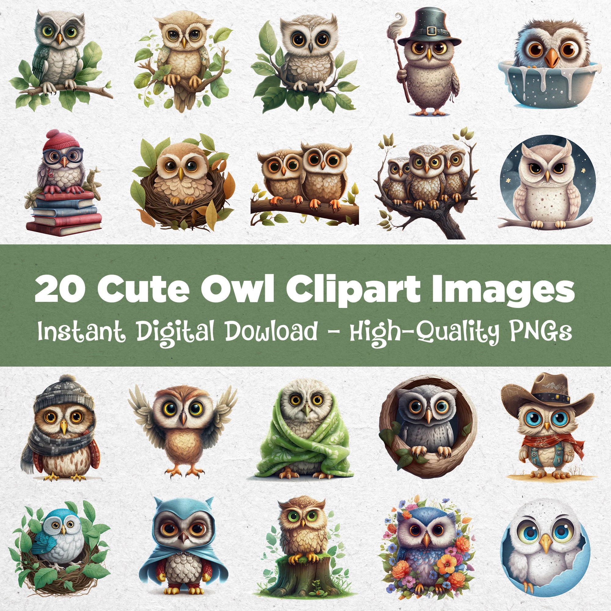 20 Super Cute Owl Clipart PNG Files – Perfect for Scrapbooking ...