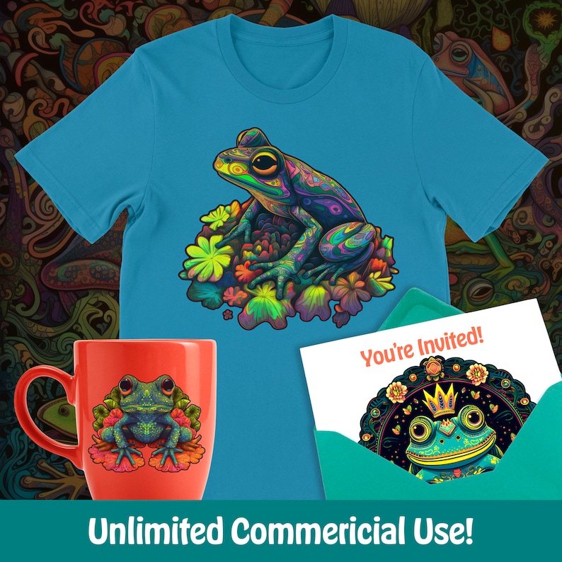 Psychedelic Frog Clipart - 16 Unique Frog Clipart PNG Graphics for Art ...