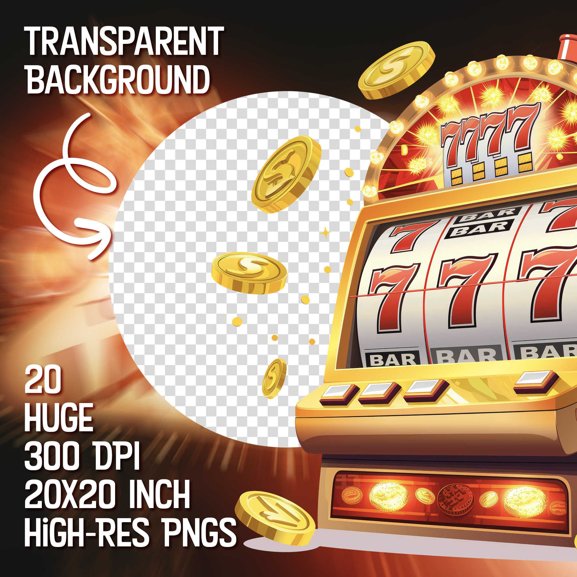 20 Lucky Slot Machine Clip Art Image Bundle - High-quality, Royalty ...