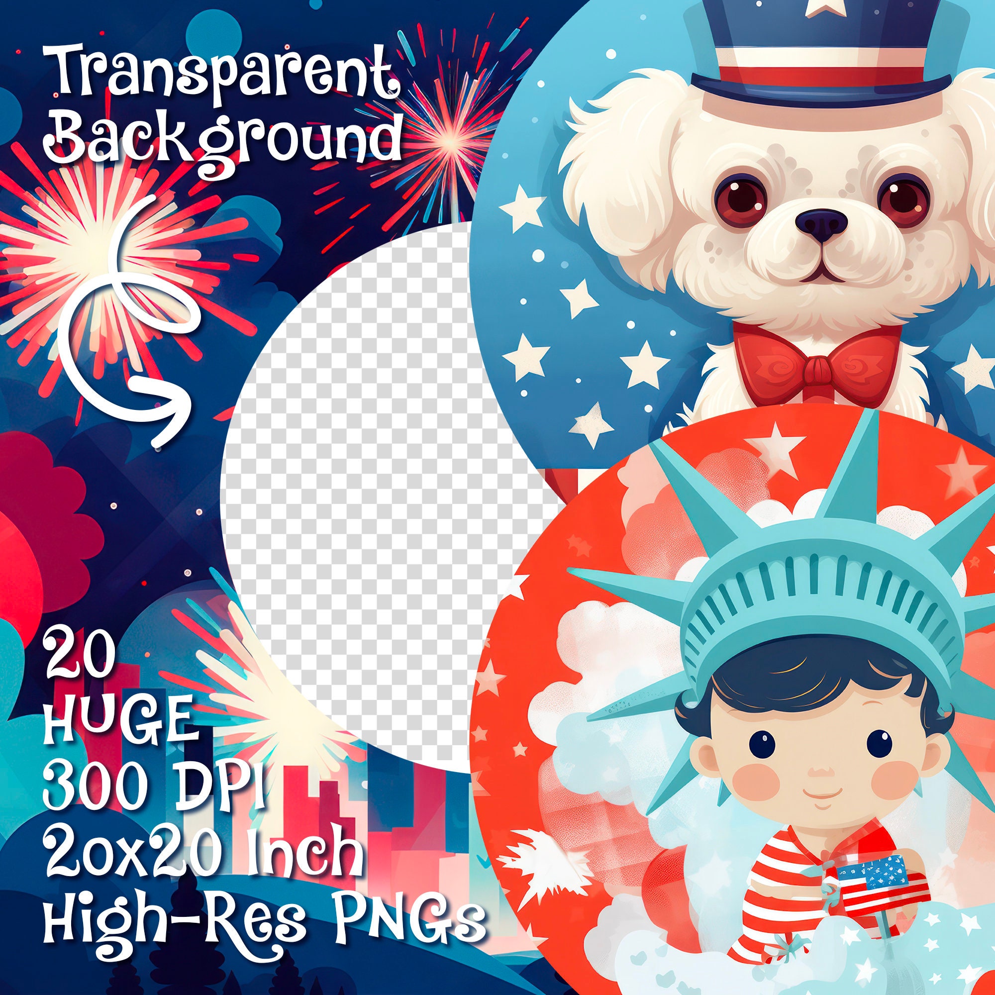 4th of July Holiday Clipart Bundle 20 Cute Patriotic PNG - Etsy