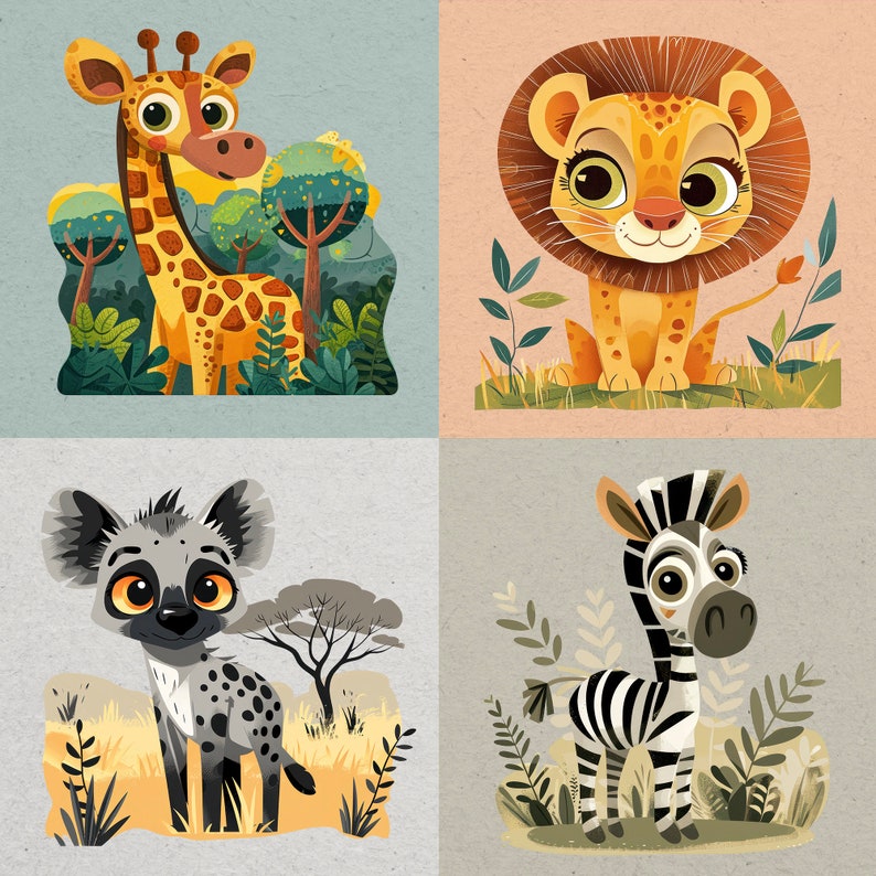 Enchanting African Safari Animals Bundle - 20 Cute African Animal PNG ...
