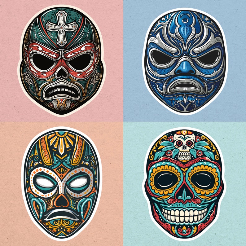 Funky Mexican Wrestling Masks Bundle - 20 High-quality Luchador PNG ...