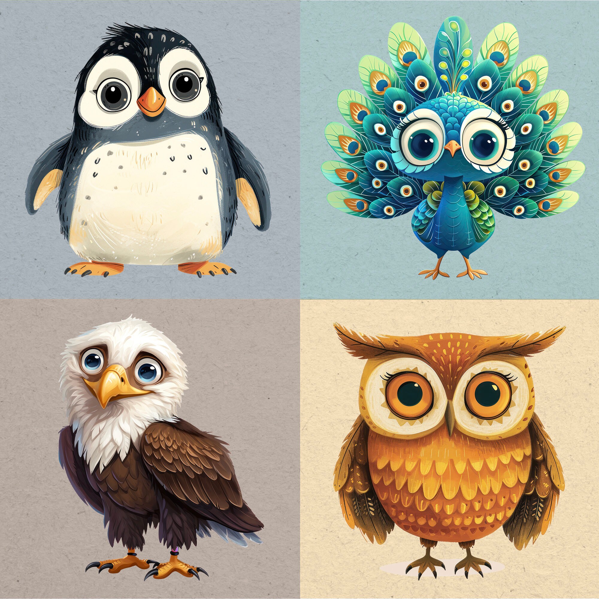 Chirpy Bird Wonders Bundle - 20 Adorable Assorted Bird PNG Clip Art ...