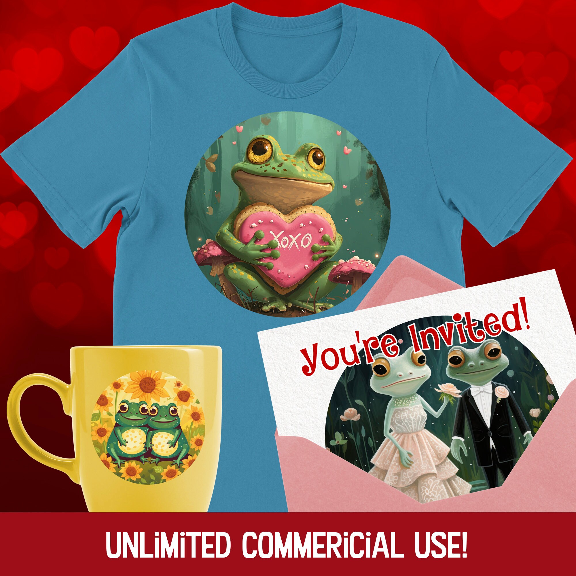 Frog Lovers Valentine Clipart Collection - 20 PNG Images for Festive ...