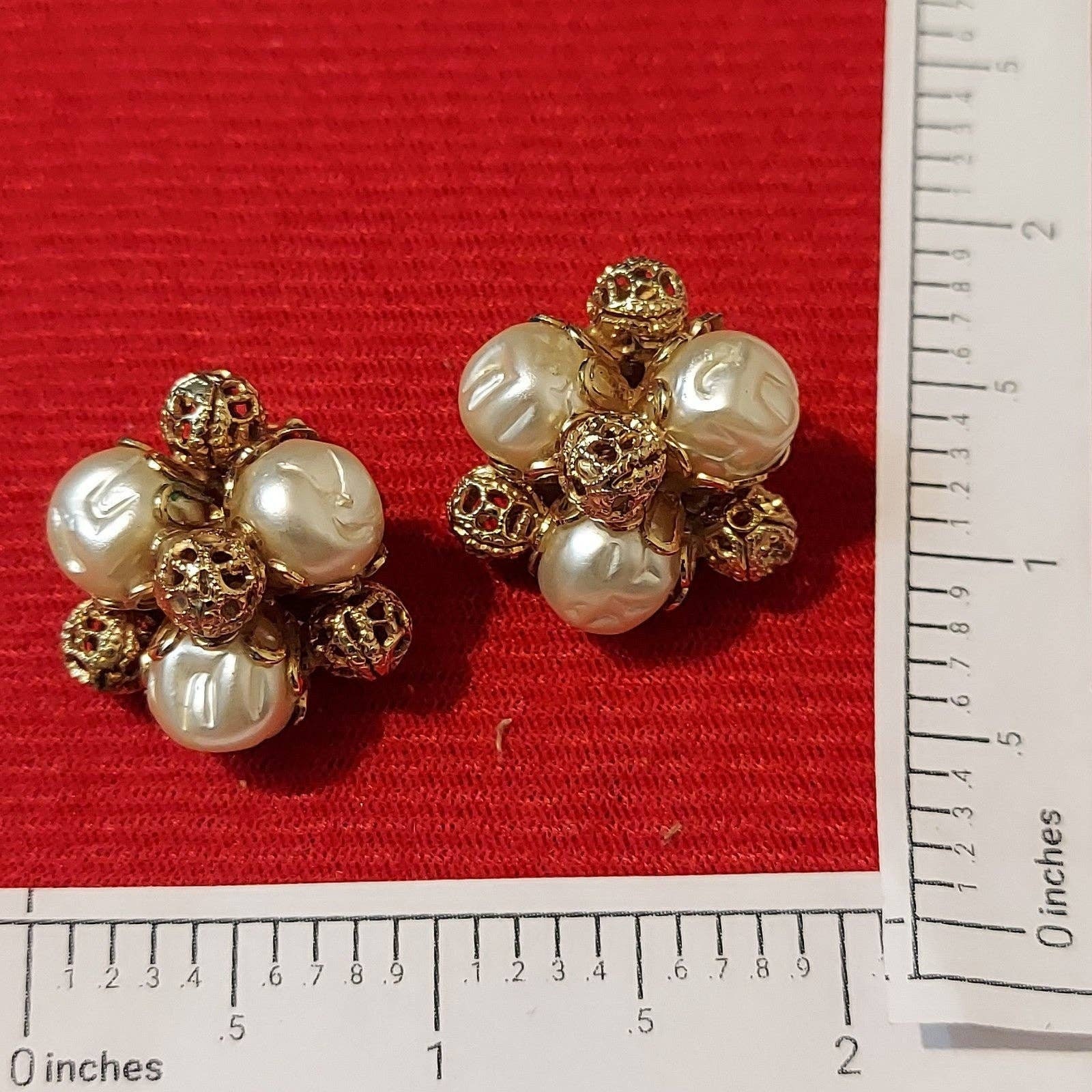 Vintage Kramer Gold Tone and Faux Pearls Clip on Earrings - Etsy
