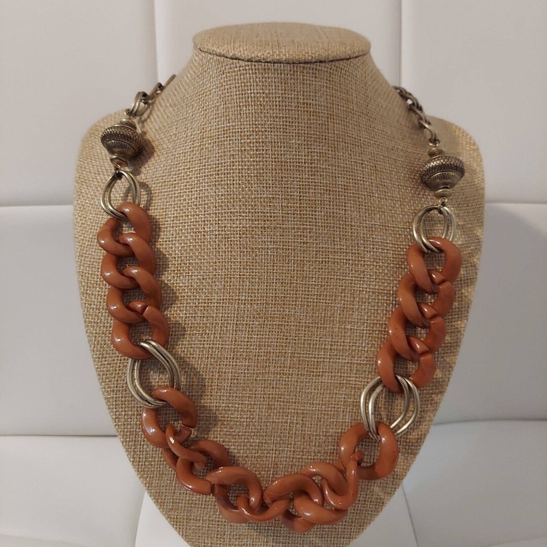 Vintage Liz Claiborne Gold Tone and Brown Chain 22" Necklace - Etsy