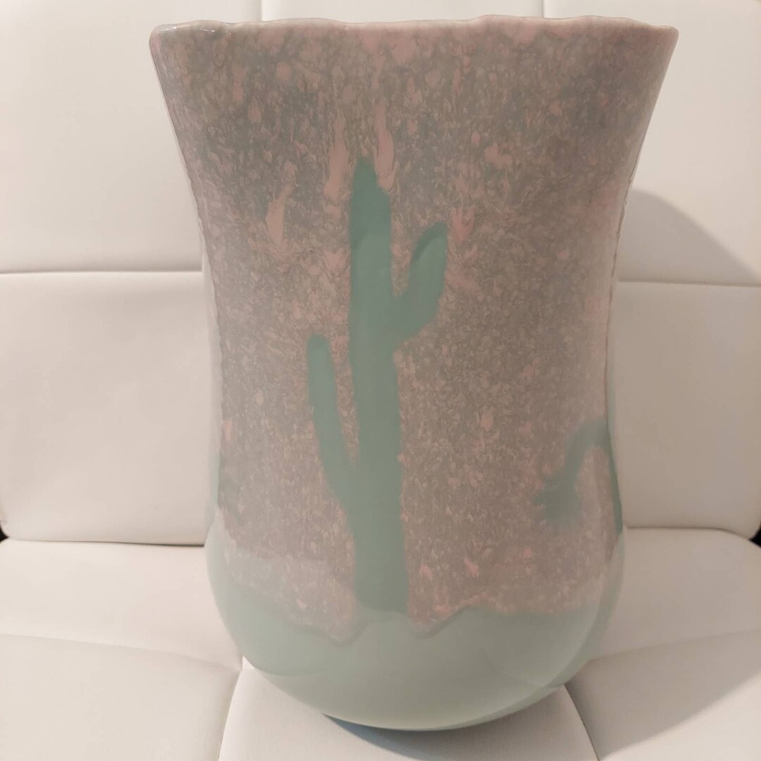 RARE Script Signed by Larry Lubow in 1987 Large 12" Glazed Pottery Art ...