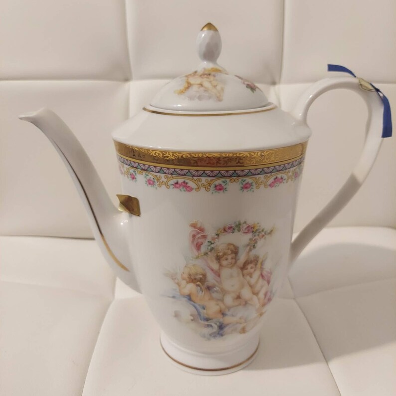 RARE Vintage Depos T Limoges 24K Porcelain 9 Coffee Carafe / Teapot w ...