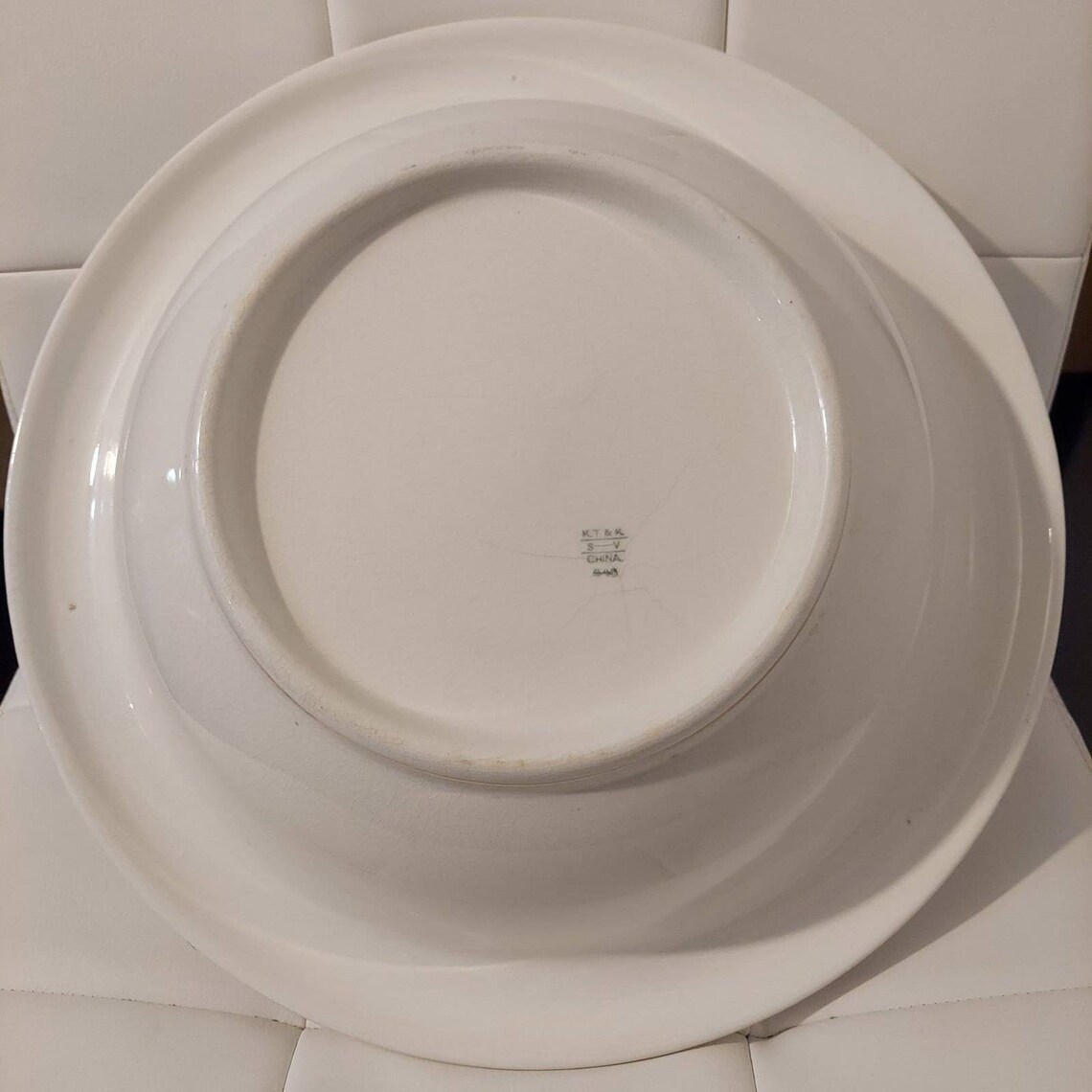 Antique KT&K Co. Semi Vitreous Porcelain White Gilted 16.5" Wash Bowl ...
