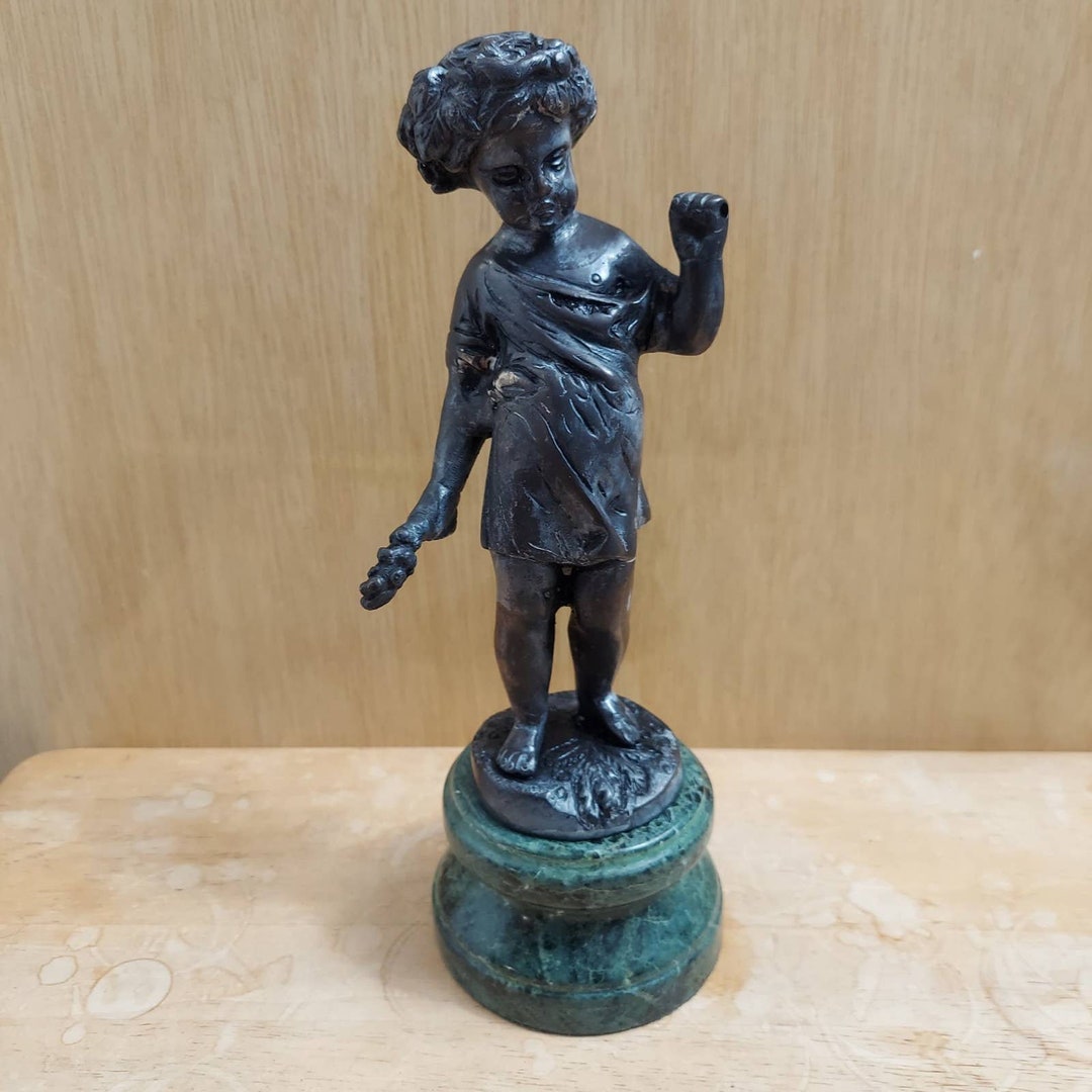 Antique 'boy in Toga' Bronze Rococo Figurine on Marble Plinth 10.5"h ...