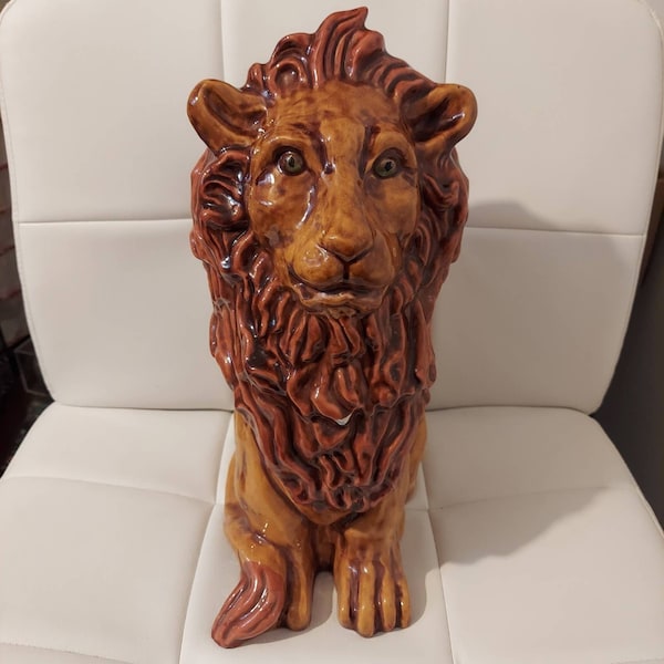 Ceramic Lion Statue - Etsy