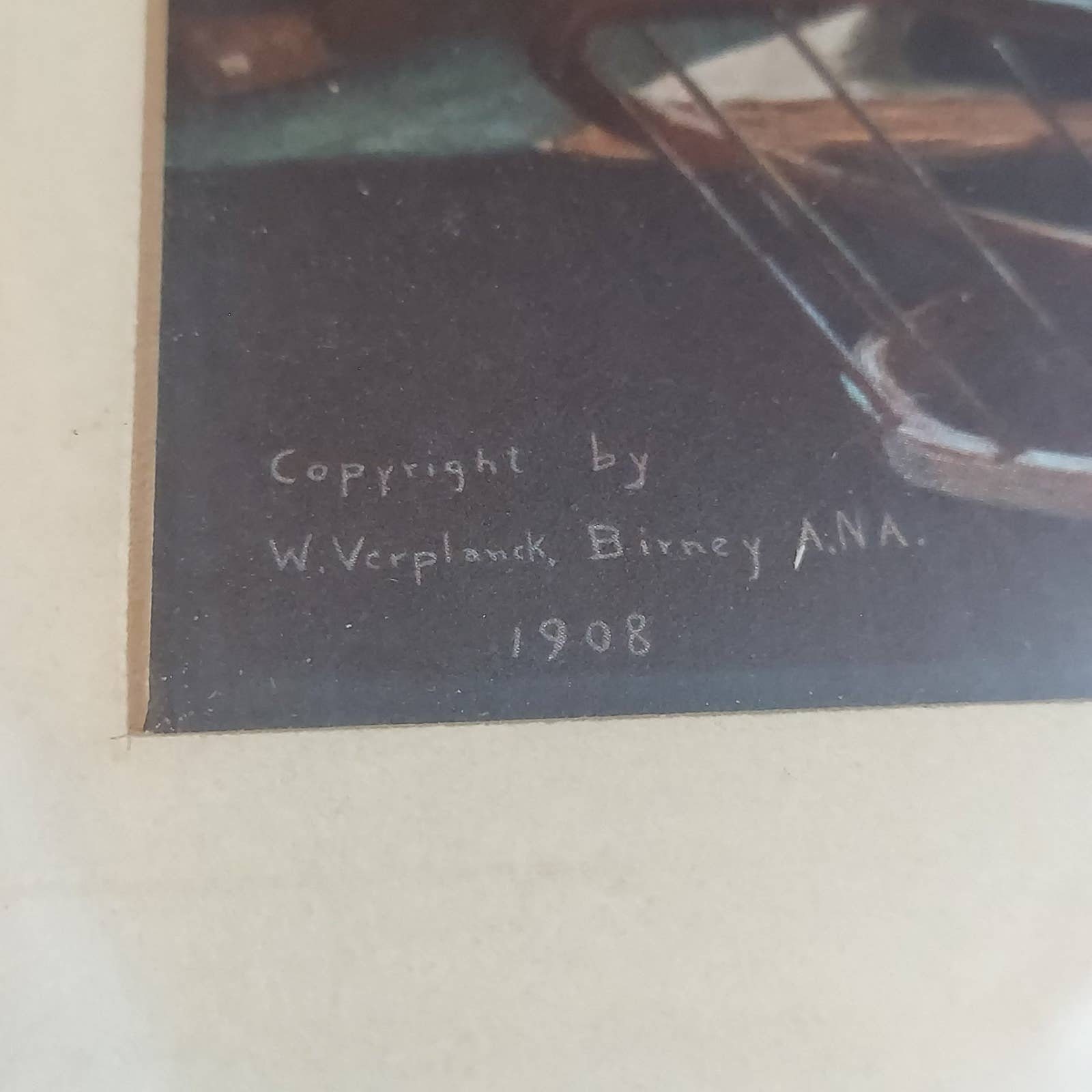 RARE Antique William Verplanck Birney Copyright 1908 13"x17" Framed Art ...