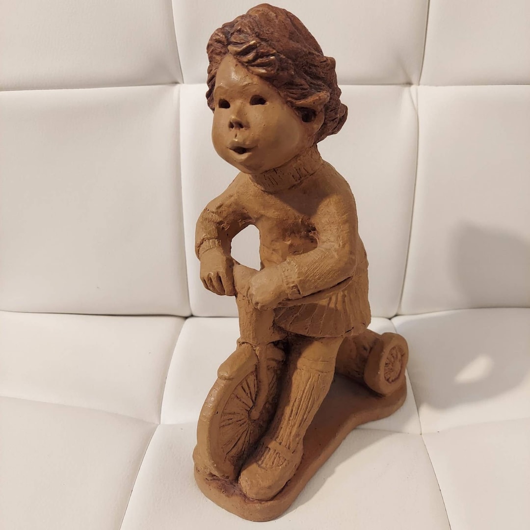 RARE Vintage Lee Bortin Kid on Tricycle 10" Clay Sculpture - Etsy