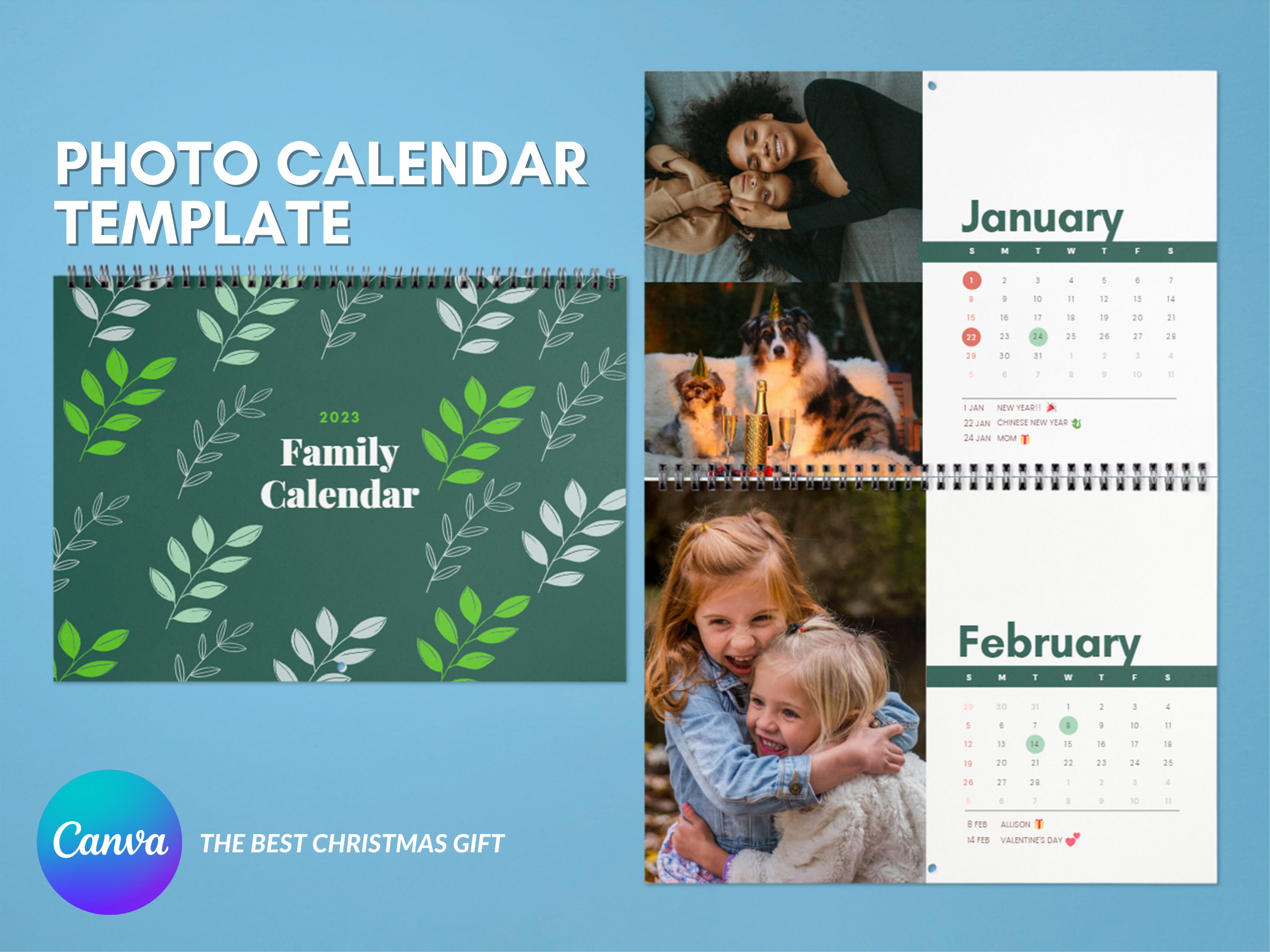 Printable Photo Calendar 2023 the Best Christmas Gift canva Template - Etsy