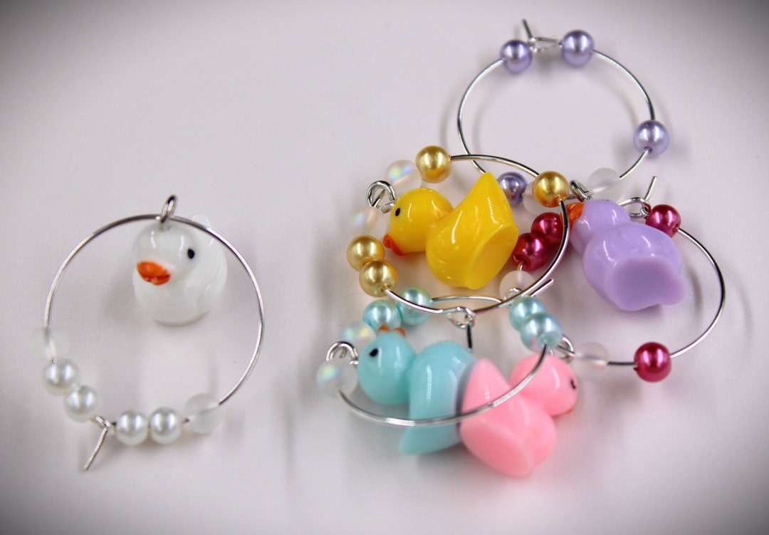 DUCKY Wine Charms - Whimsical Pastel Drink Markers, Elegant Gift for ...