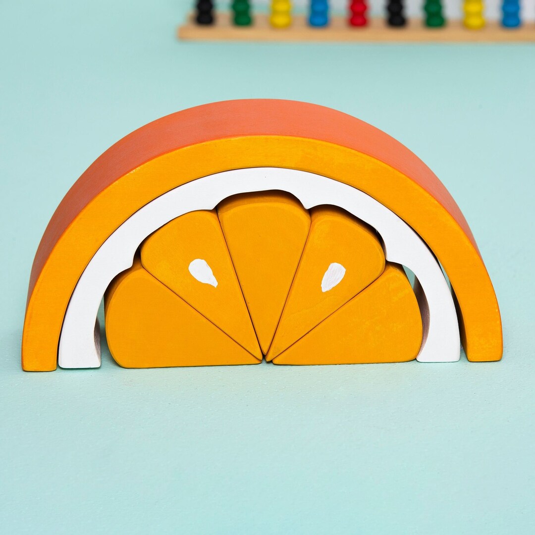 Wooden Waldorf Orange Toys, Montessori Stacker Toys, Natural Nesting ...