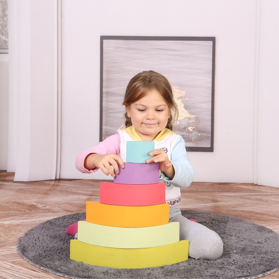 Wooden Rainbow Stacker Toys, Grimms Toys, Waldorf Wooden Bridge Toys ...