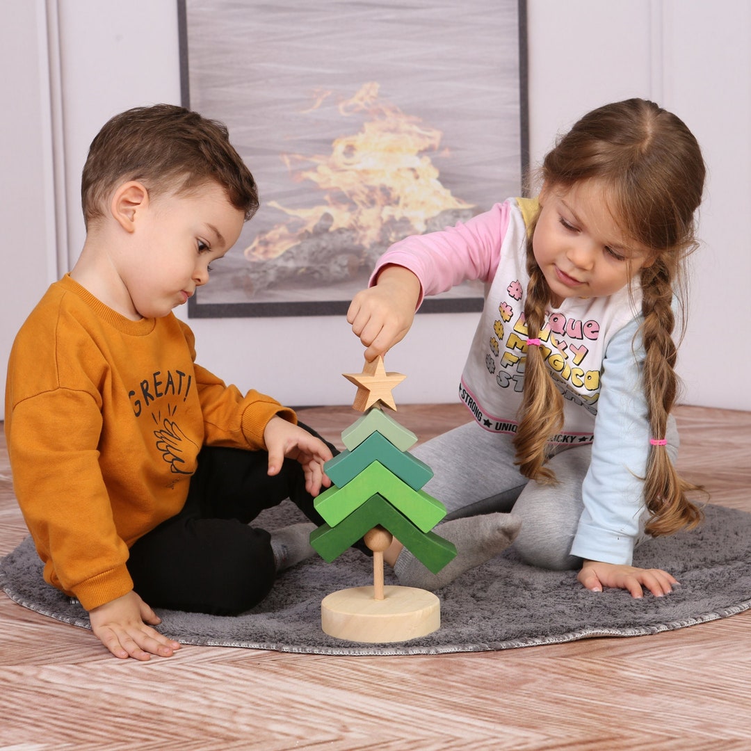 Wooden Pine Tree Stacker Toys Waldorf Christmas Tree Puzzle - Etsy