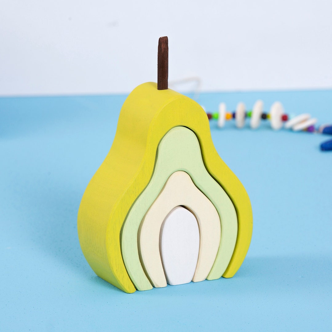 Wooden Montessori Pear Stacker Toys, Waldorf Pear Toys, Toddler ...