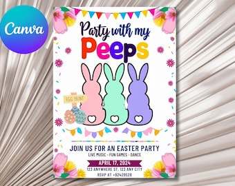 Easter Egg Hunt Invitation Editable Easter Invite Party With My Peeps ...