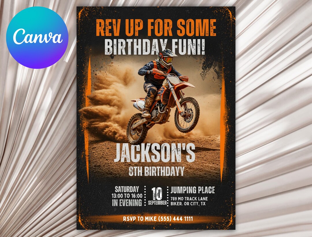 Motocross Birthday Party Invitation: Editable Dirt Bike Design (digital ...