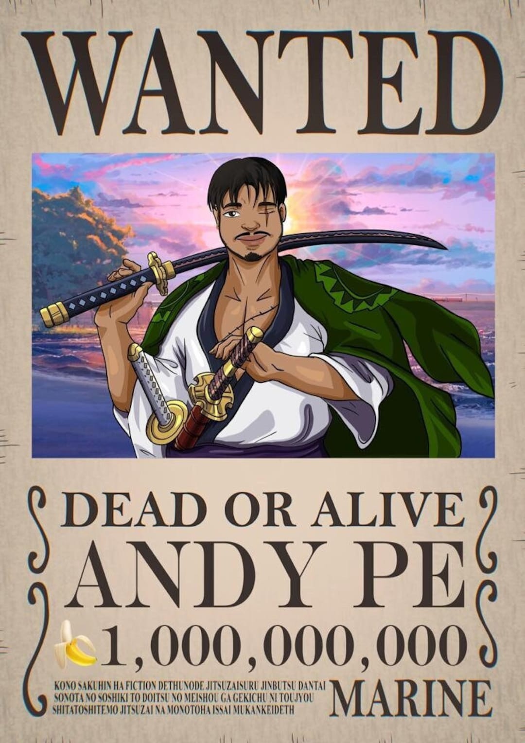 Anime Wanted Poster, Custom Portrait in Black Wanted Poster, You in ...