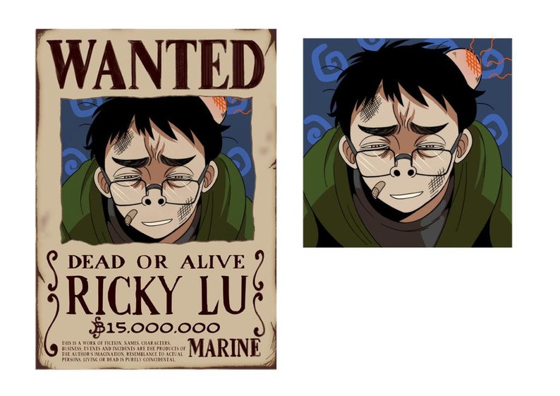 Anime Wanted Poster Custom Portrait in Black Wanted Poster - Etsy