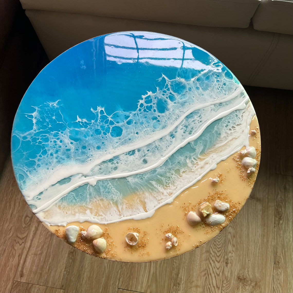 Ultra Realistic Blue Ocean Resin Table Round Epoxy Ocean Coffee Table ...
