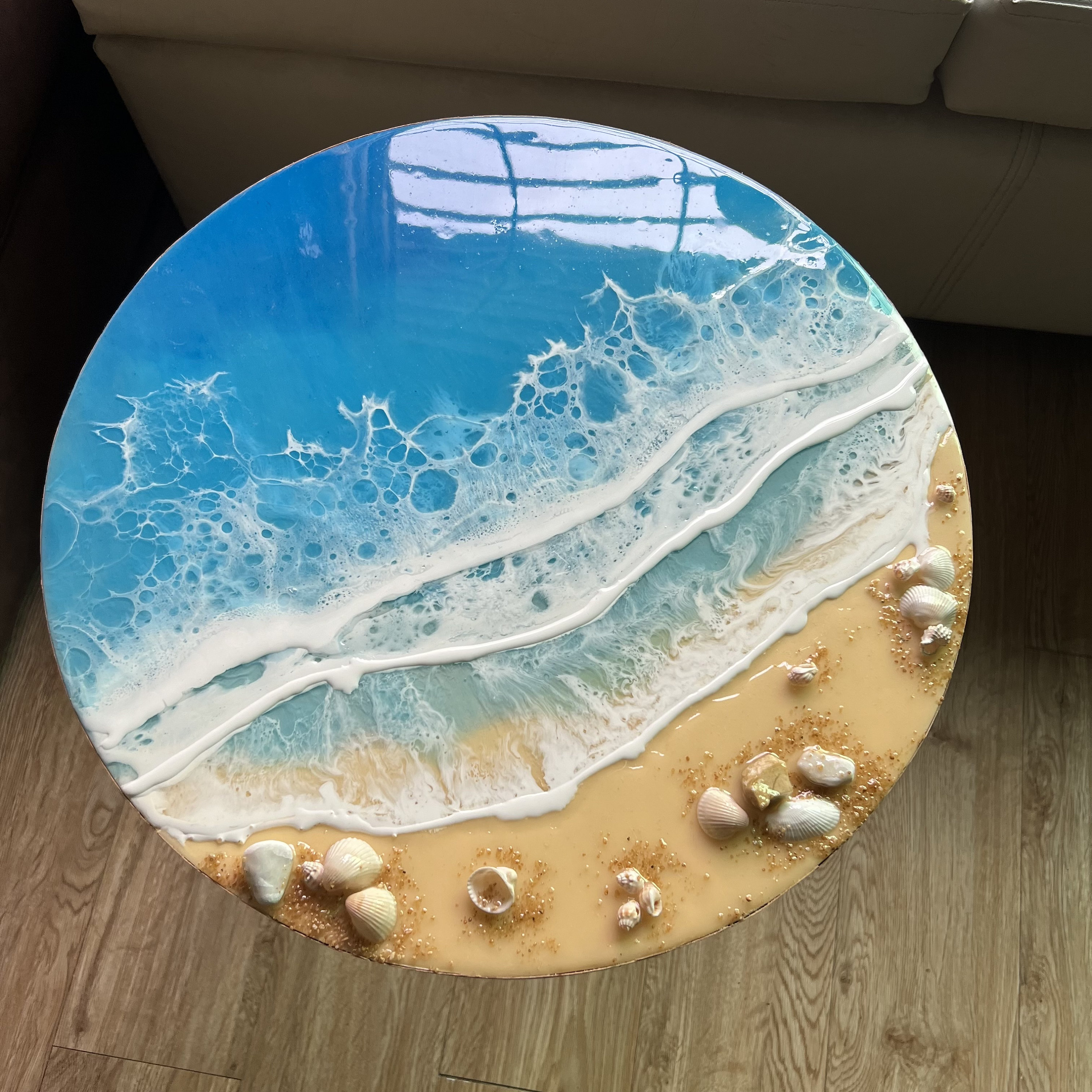 Ultra Realistic Blue Ocean Resin Table Round Epoxy Ocean Coffee Table ...