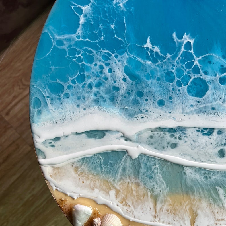 Ultra Realistic Blue Ocean Resin Table Round Epoxy Ocean Coffee Table ...