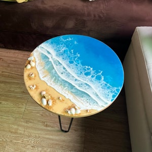 Ultra Realistic Blue Ocean Resin Table Round Epoxy Ocean Coffee Table ...