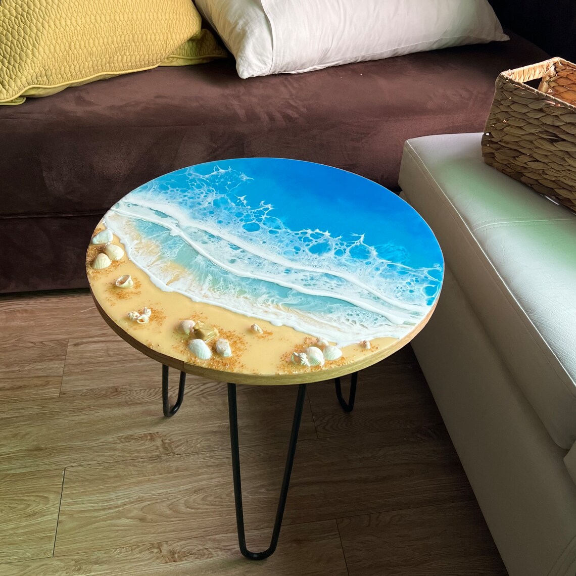 Ultra Realistic Blue Ocean Resin Table Round Epoxy Ocean Coffee Table ...