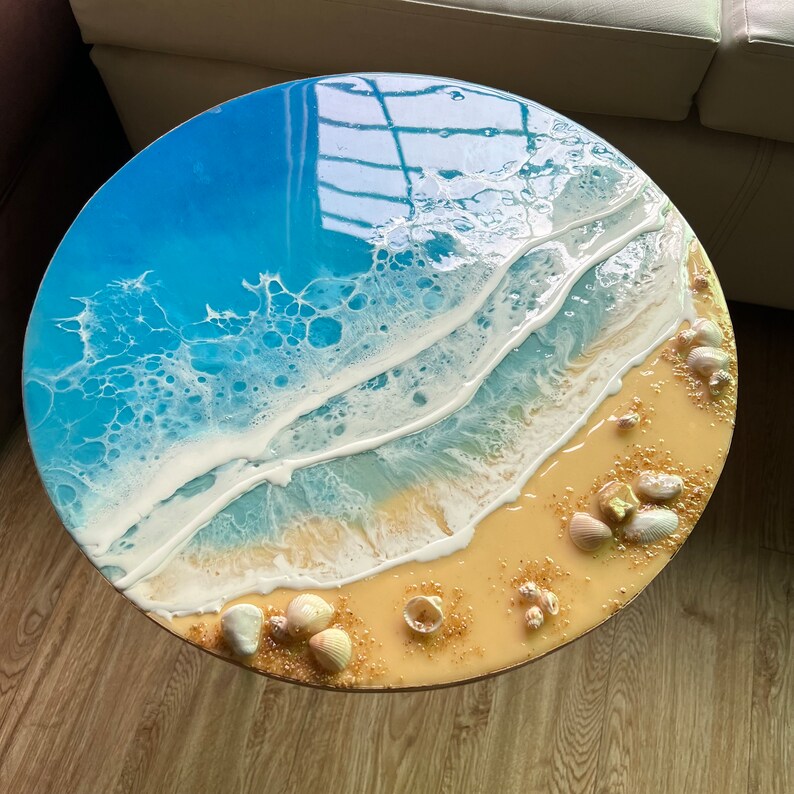 Ultra Realistic Blue Ocean Resin Table Round Epoxy Ocean Coffee Table ...