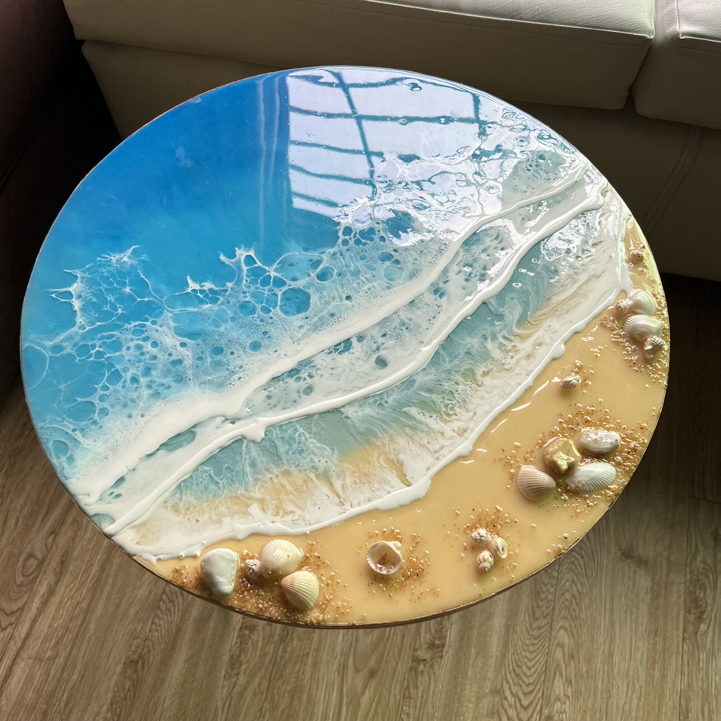 Ultra Realistic Blue Ocean Resin Table Round Epoxy Ocean Coffee Table ...