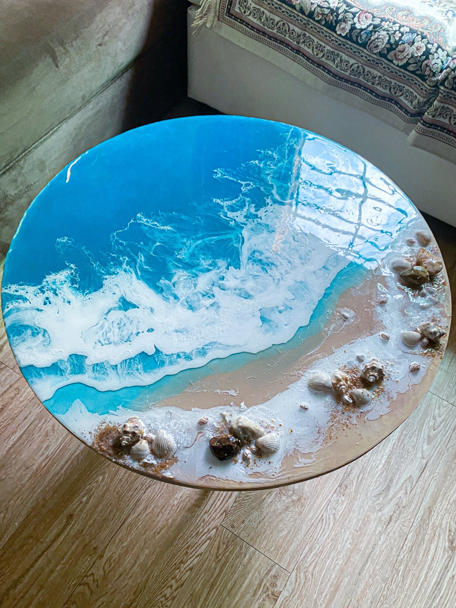 Resin Ocean Coffee Table Epoxy for Beach House Decor Coastal Theme ...
