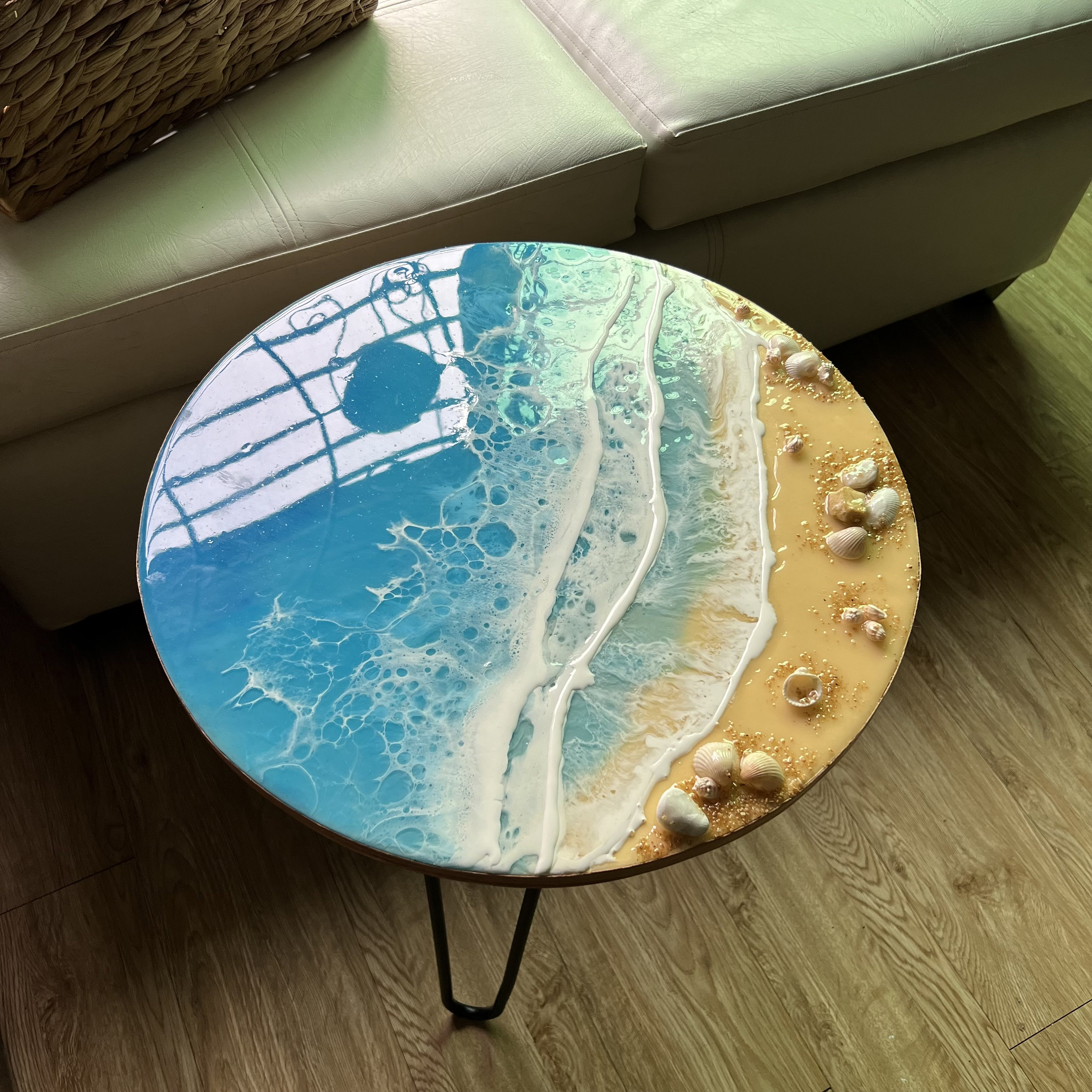 Ultra Realistic Blue Ocean Resin Table Round Epoxy Ocean Coffee Table ...